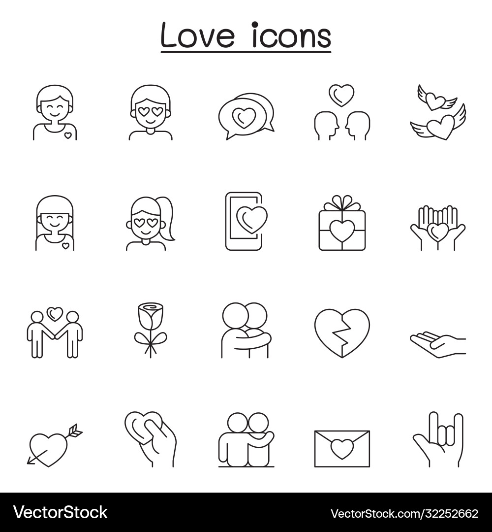 Love icons set in thin line style Royalty Free Vector Image