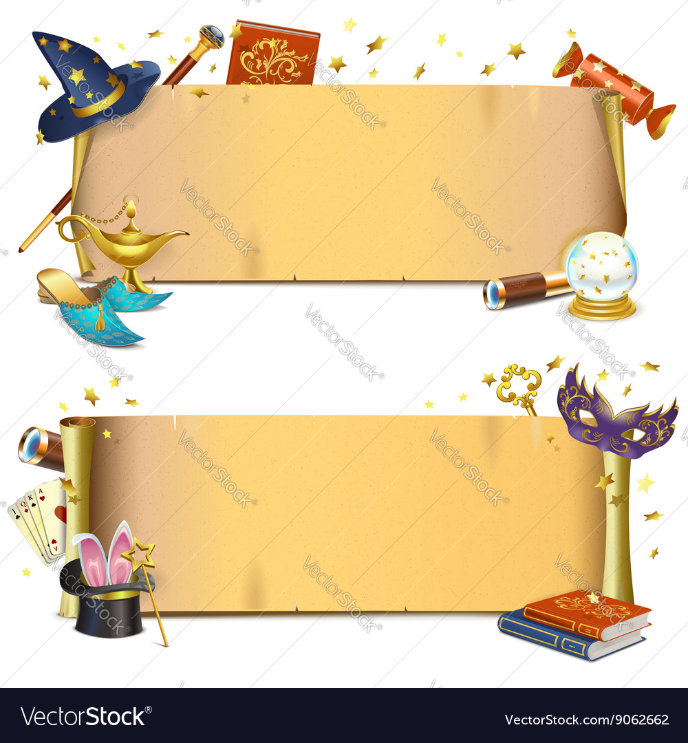 Magic paper scrolls Royalty Free Vector Image - VectorStock