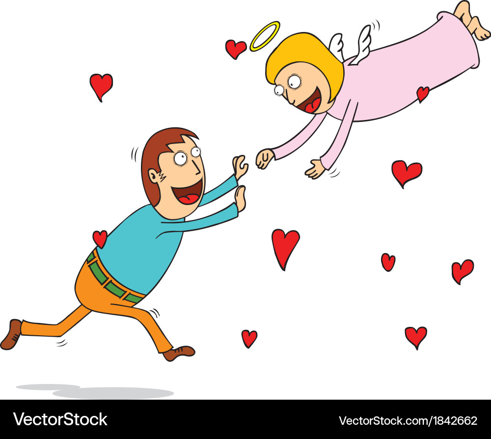 Man with angel Royalty Free Vector Image - VectorStock
