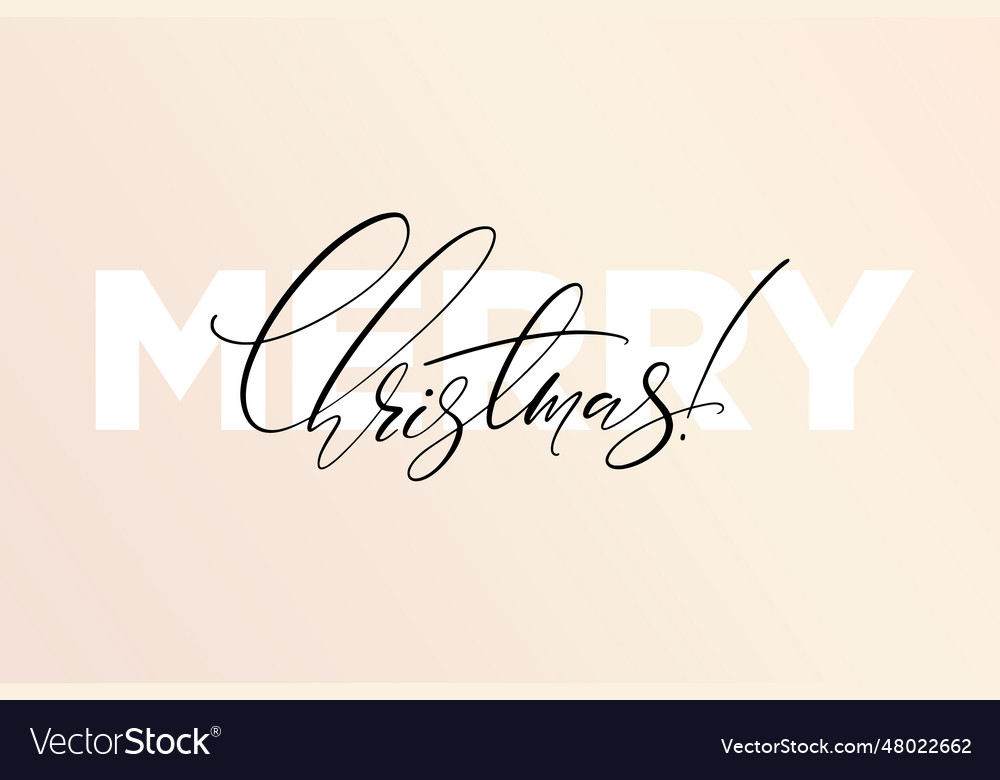 Merry Christmas Brush Lettering Hand Drawn Vector Image