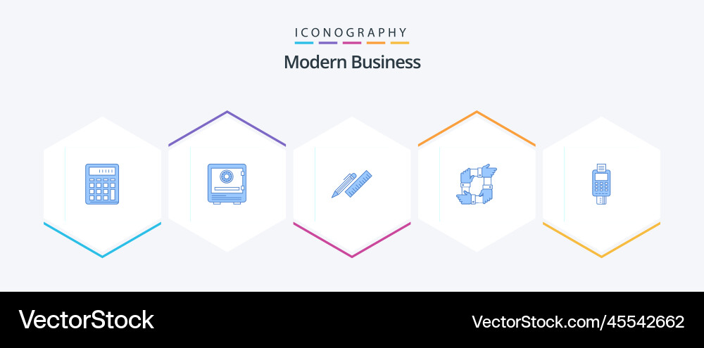 Modern business 25 blue icon pack including ruler Vector Image