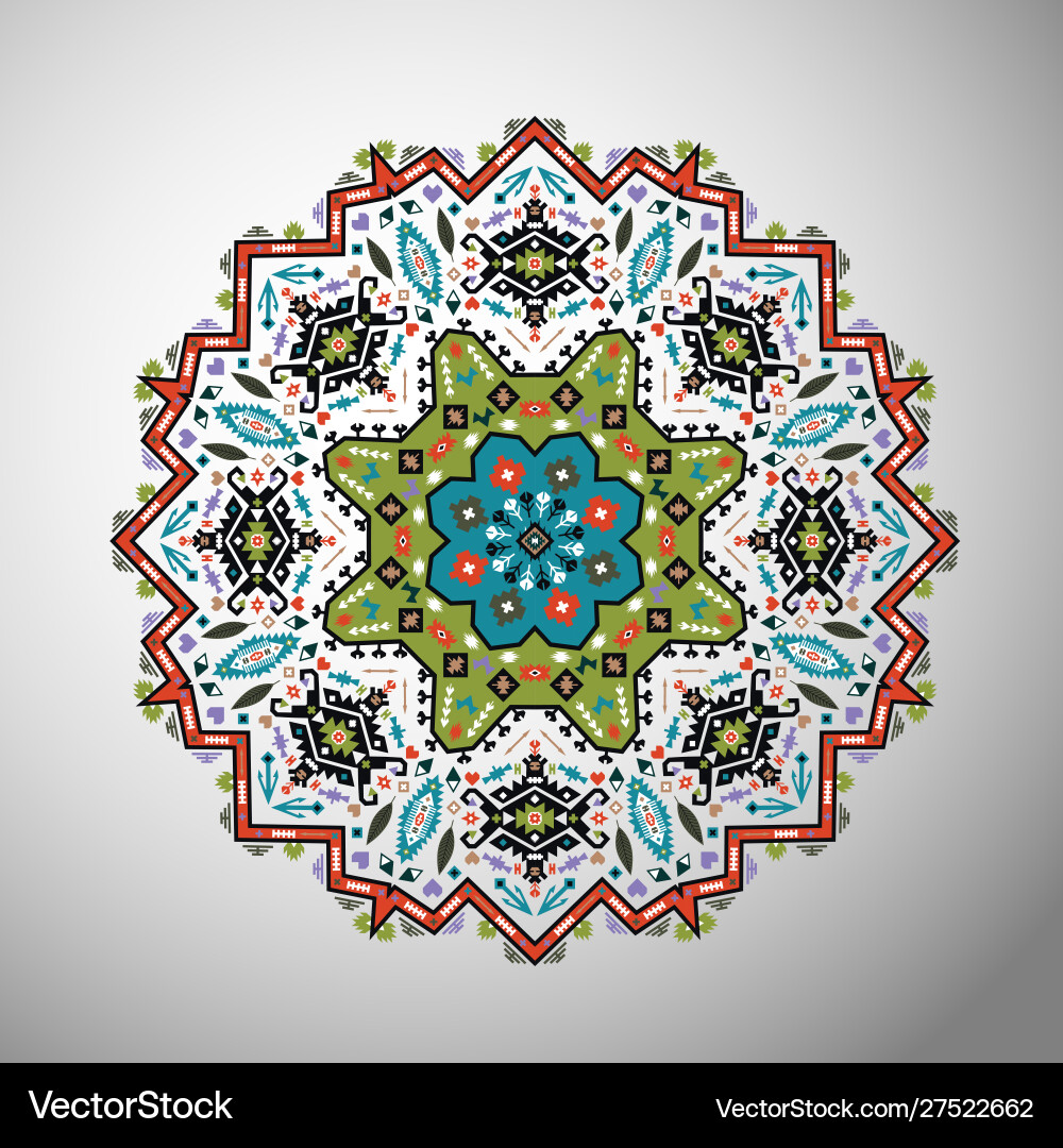 Ornamental round colorful geometric pattern in Vector Image