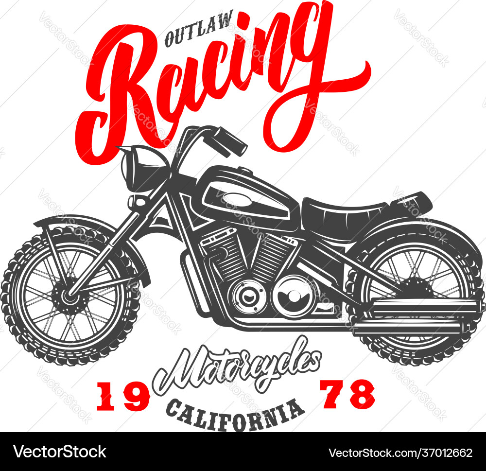 Outlaw racing emblem template with old style Vector Image