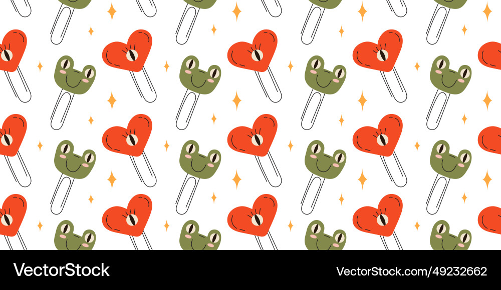 Pattern with childrens paper clips paper clip frog