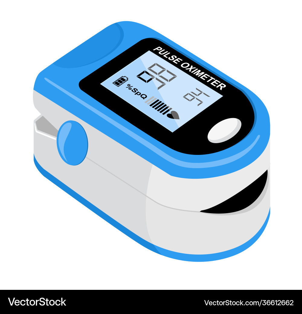 Pulse oximeter icon on median finger Royalty Free Vector