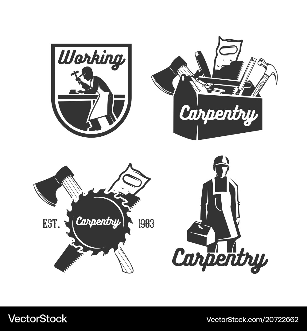 Set of carpentry logo templates Royalty Free Vector Image
