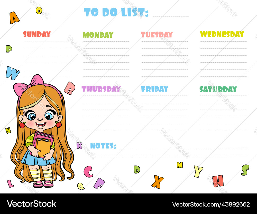 To do list for writing plans the week Royalty Free Vector