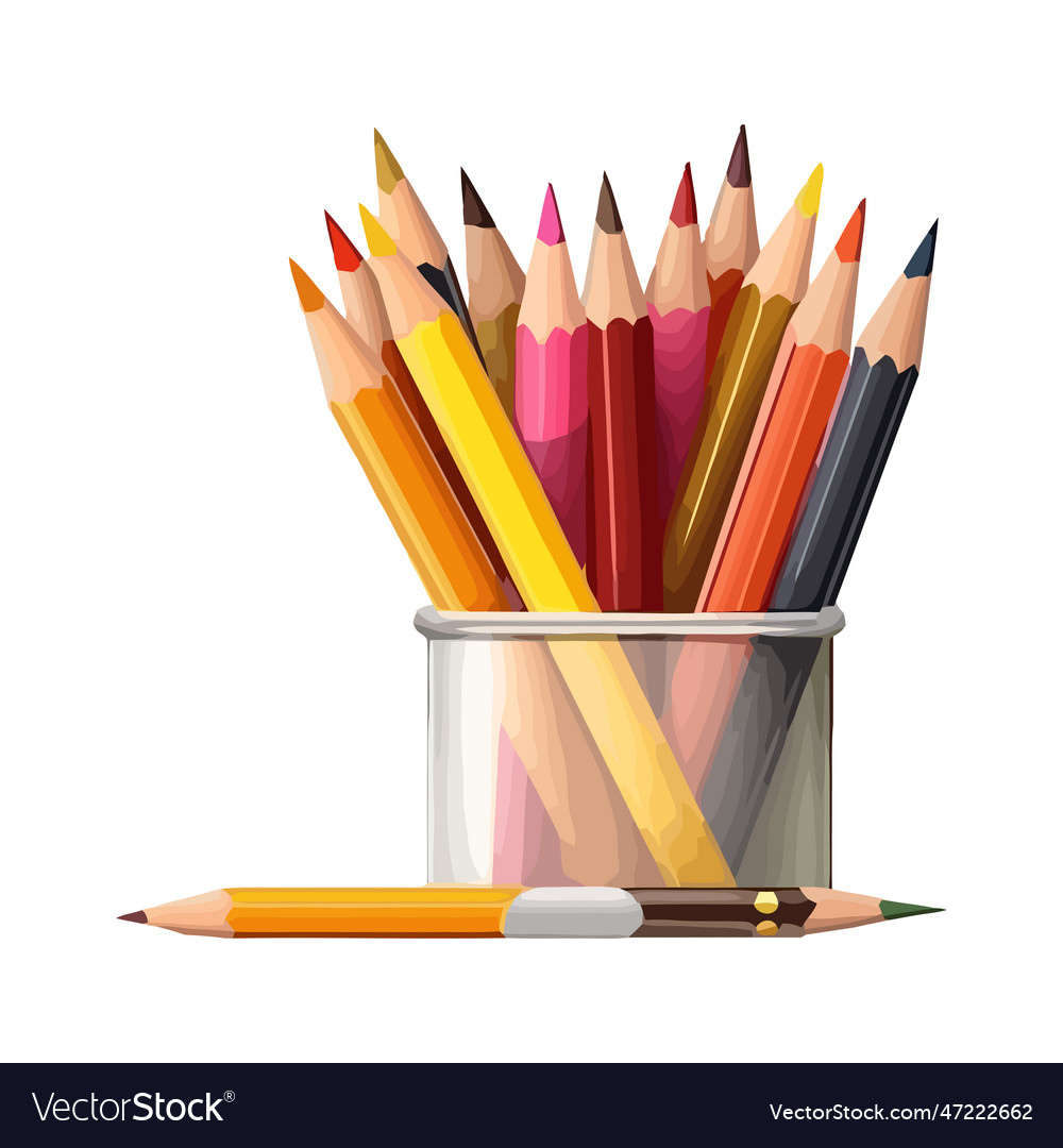 Vibrant pencils color in a cup Royalty Free Vector Image