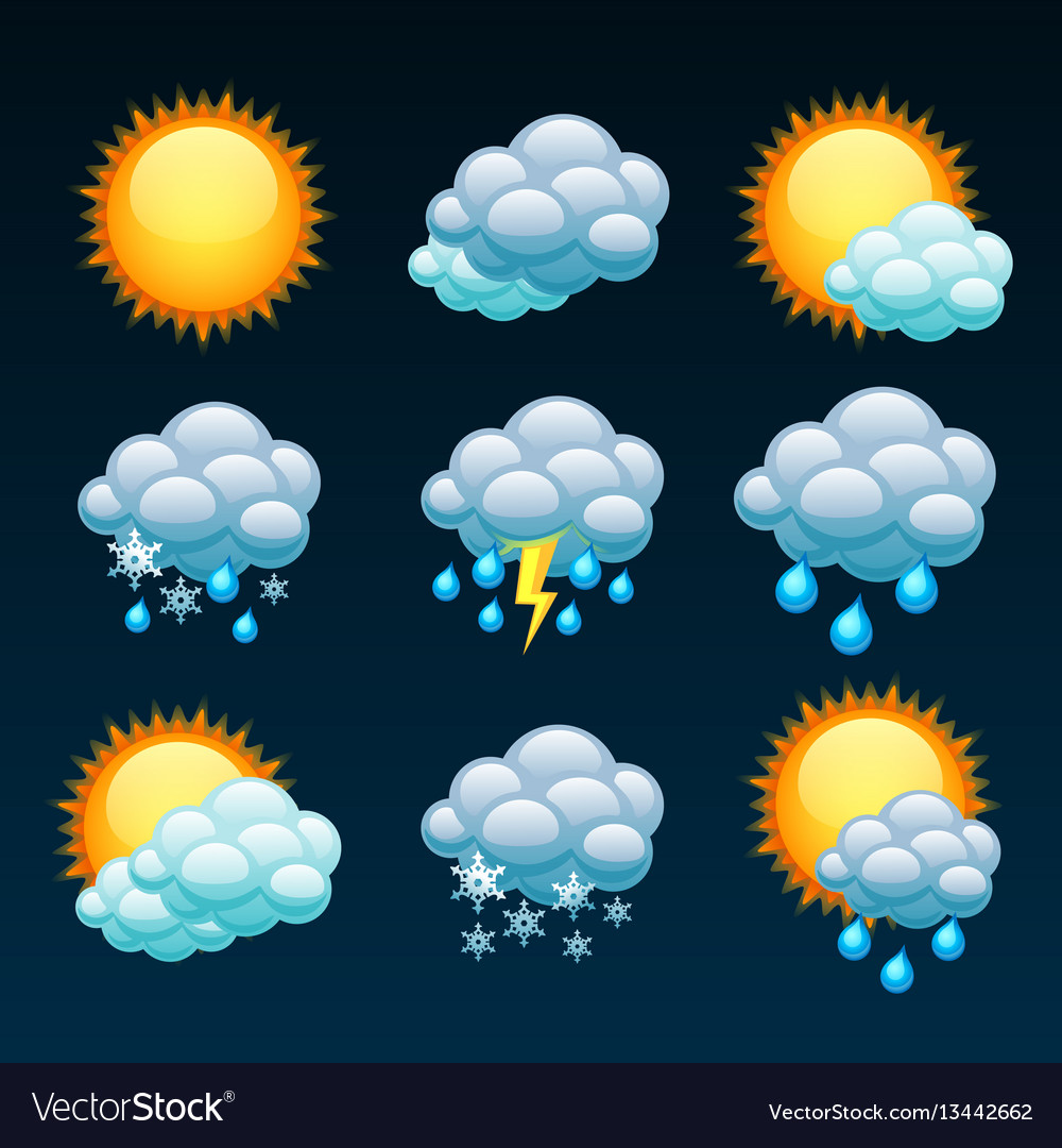 Weather forecast icons Royalty Free Vector Image