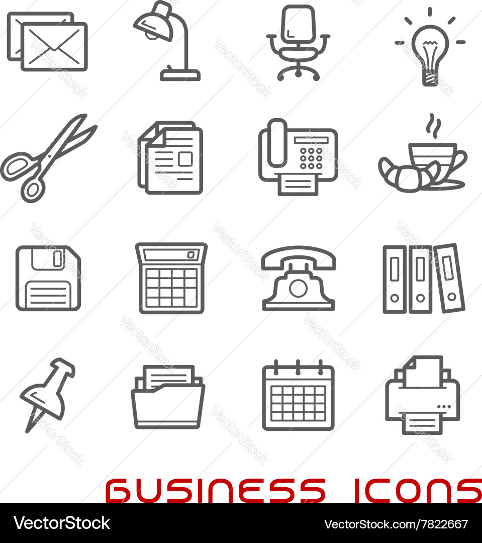 Business and office thin line icons Royalty Free Vector