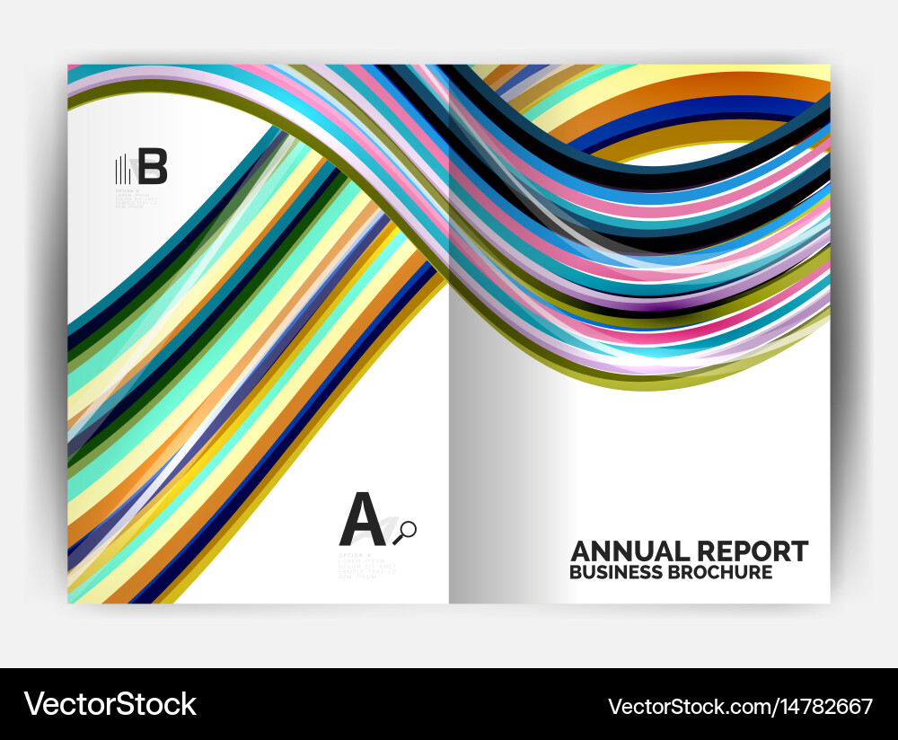 Business report cover template wave Royalty Free Vector