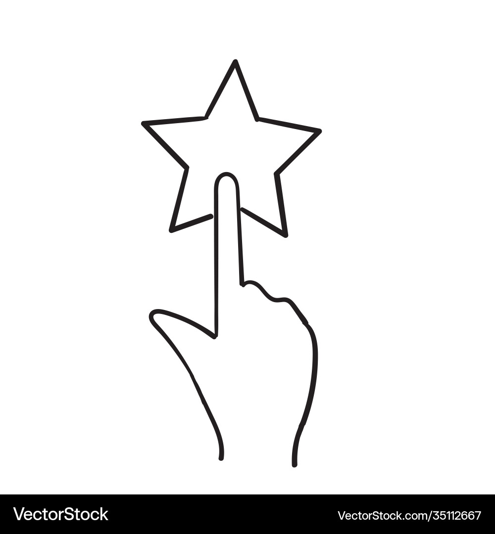 Hand drawn finger tap star icon symbol Royalty Free Vector