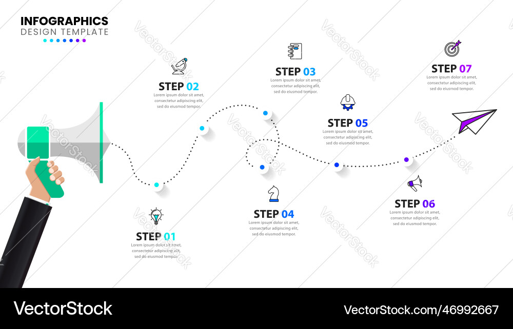 Infographic template with icons and 7 options Vector Image