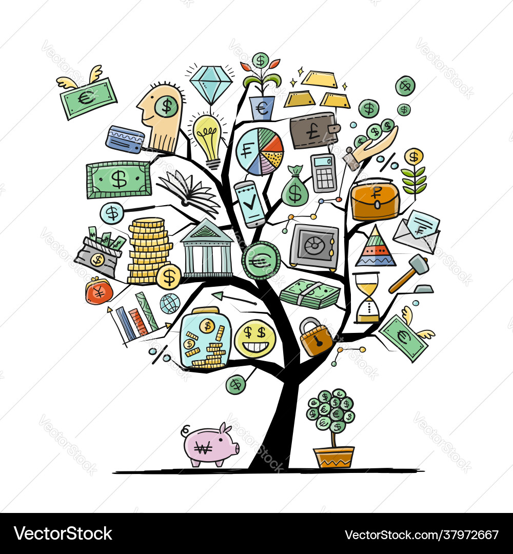 Money tree concept banking and currency save Vector Image