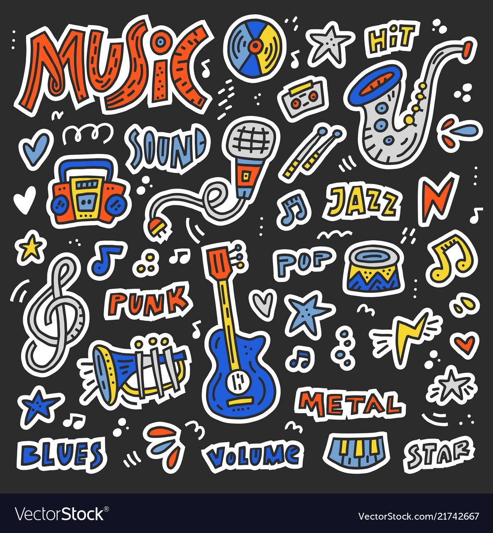 Music doodle Royalty Free Vector Image - VectorStock