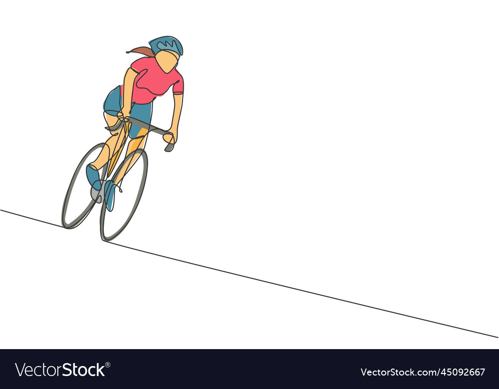 One single line drawing young energetic woman Vector Image