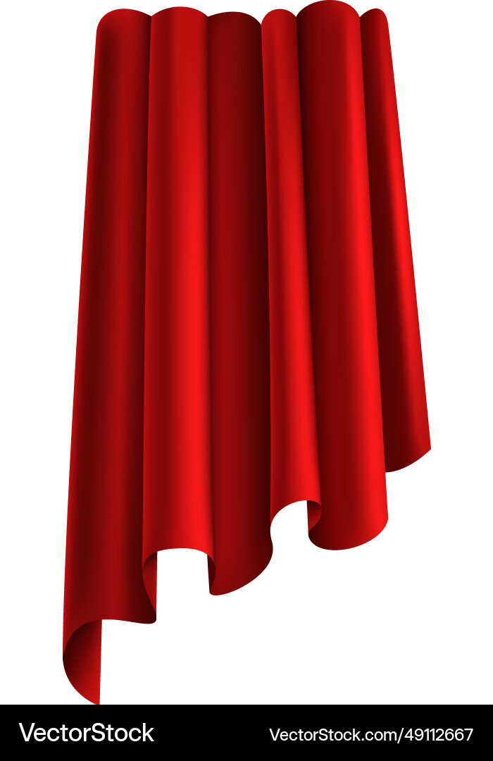 Red drapery realistic luxury velvet fabric folding
