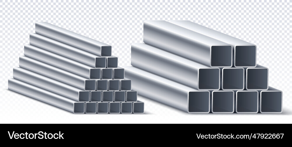 Square metal pipes on copy space concept Vector Image