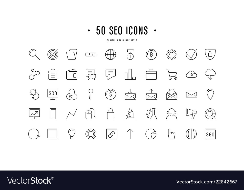 Stock set of seo optimization icons Royalty Free Vector