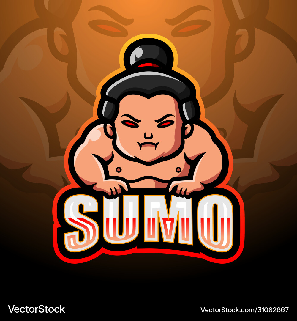 Sumo mascot esport logo design Royalty Free Vector Image