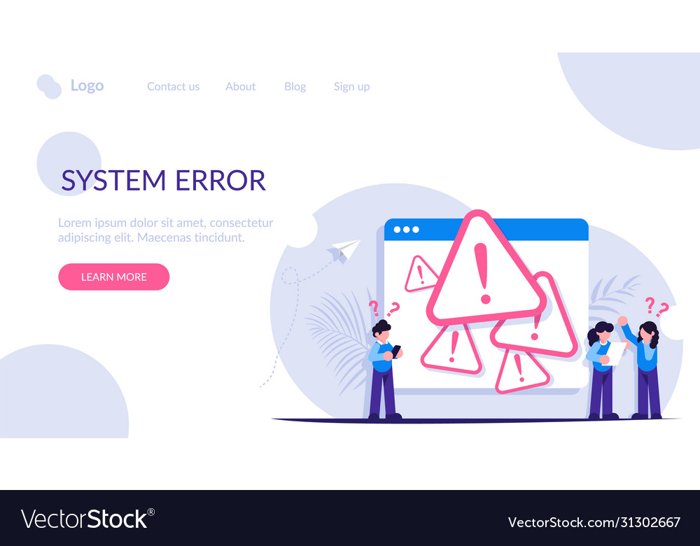 System error concept people stand near open Vector Image