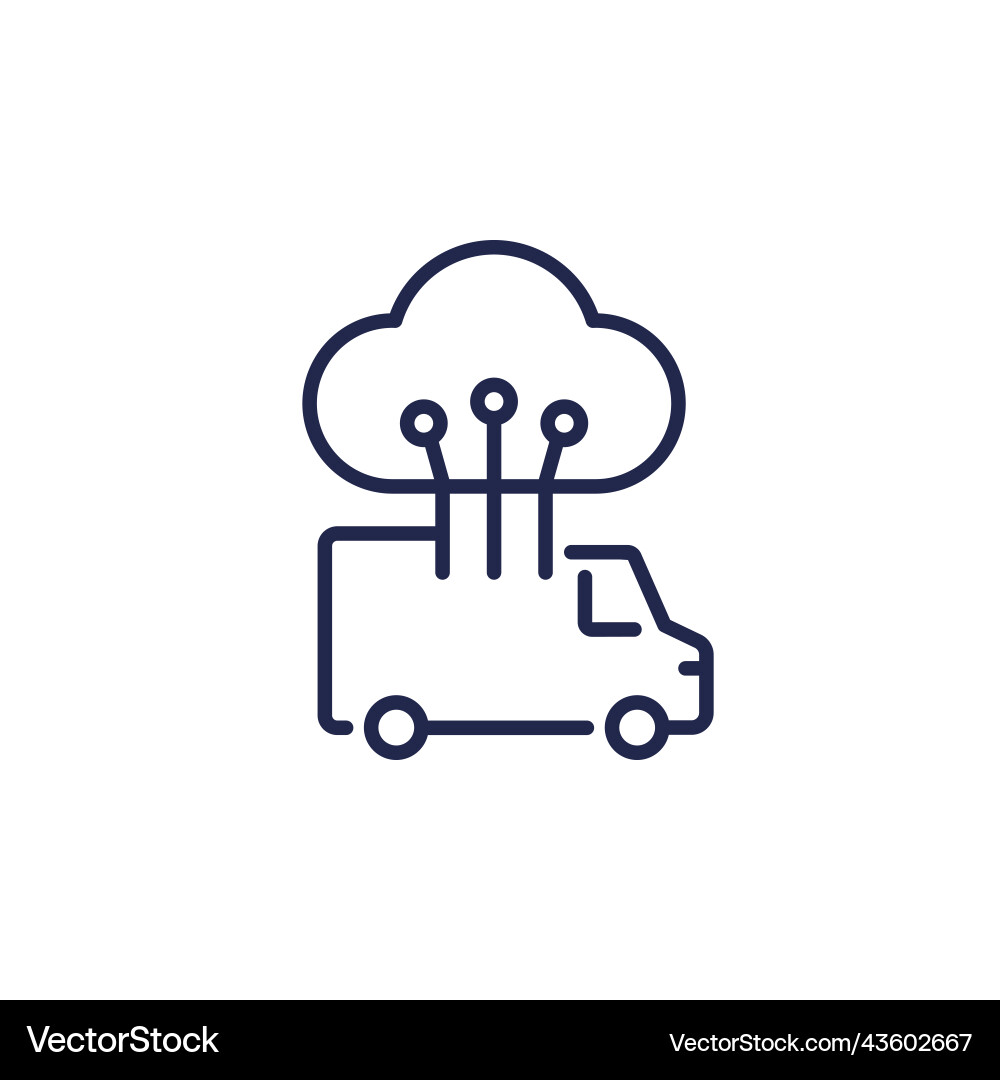 Van truck connected to a cloud line icon Vector Image
