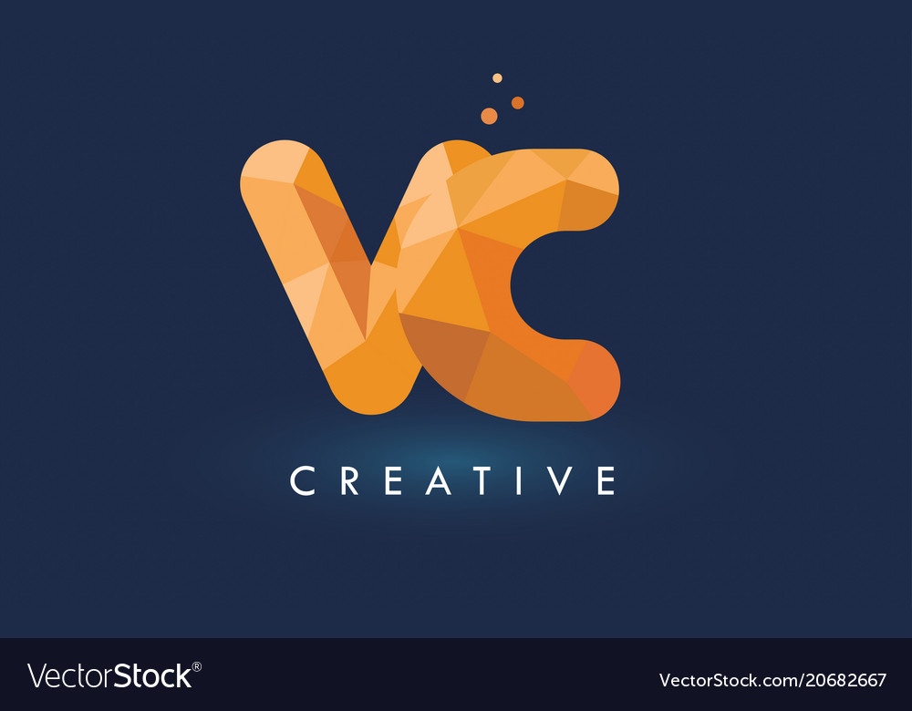 Vc letter with origami triangles logo creative Vector Image