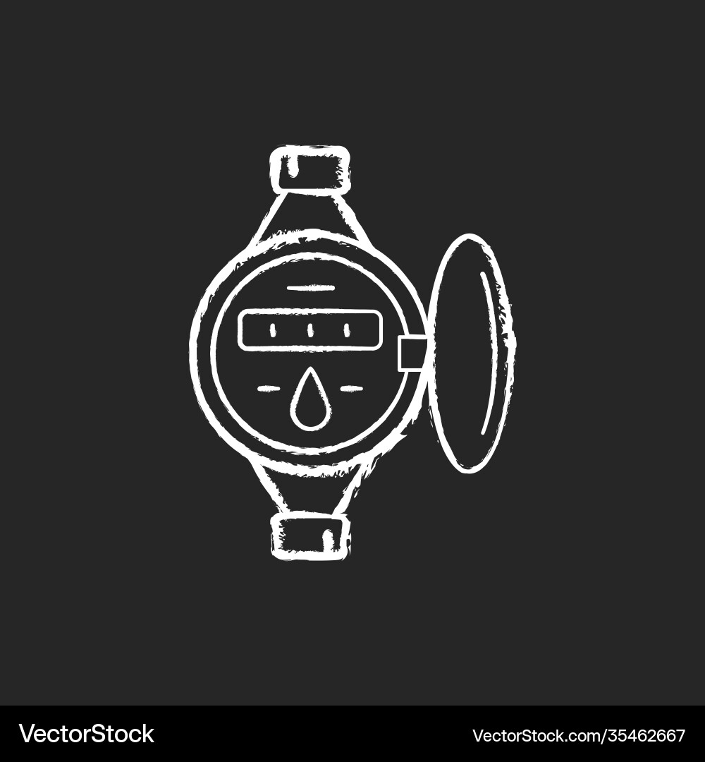 Water meter chalk white icon on black background Vector Image