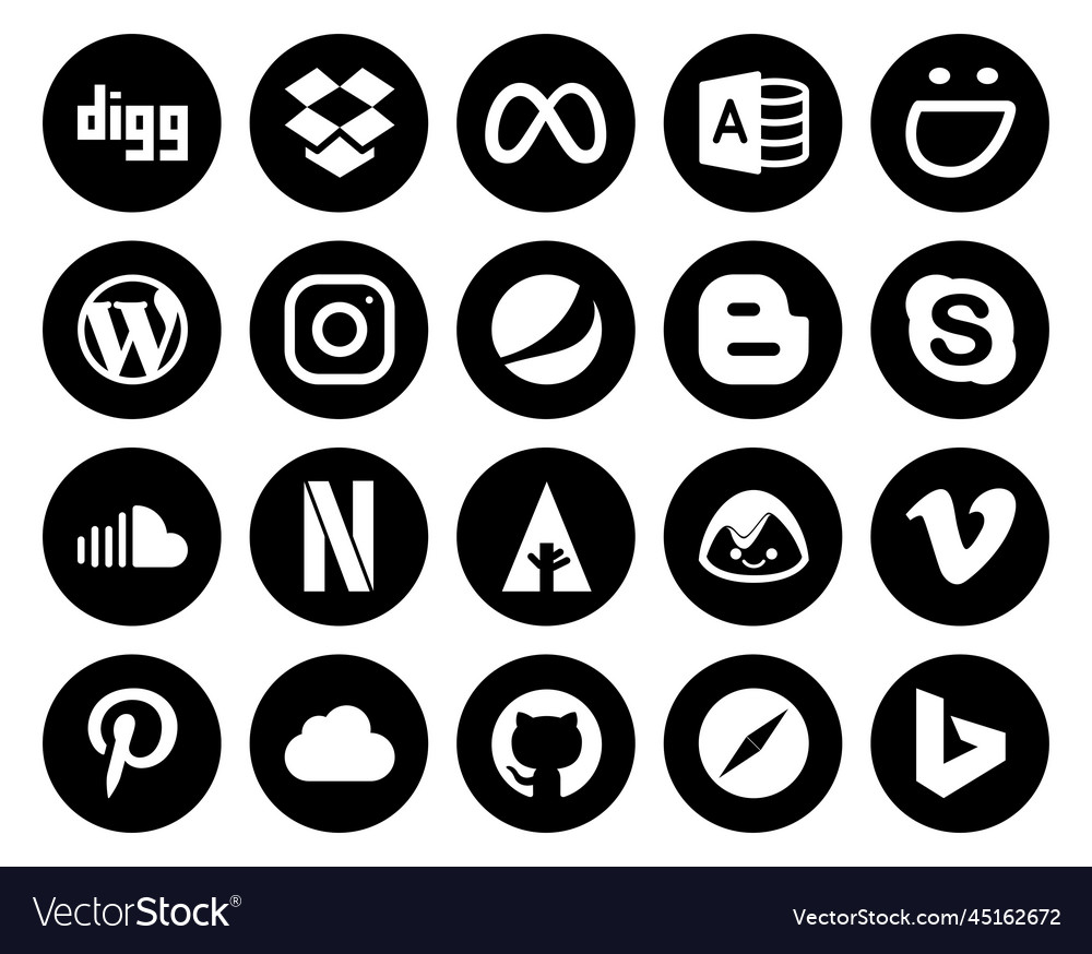 20 social media icon pack including forrst music Vector Image