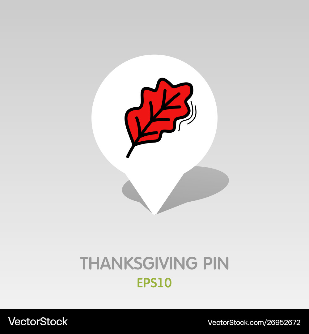 Autumn leaves oak pin map icon Royalty Free Vector Image