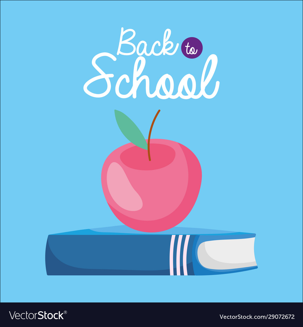 Back to school education apple on book literature Vector Image