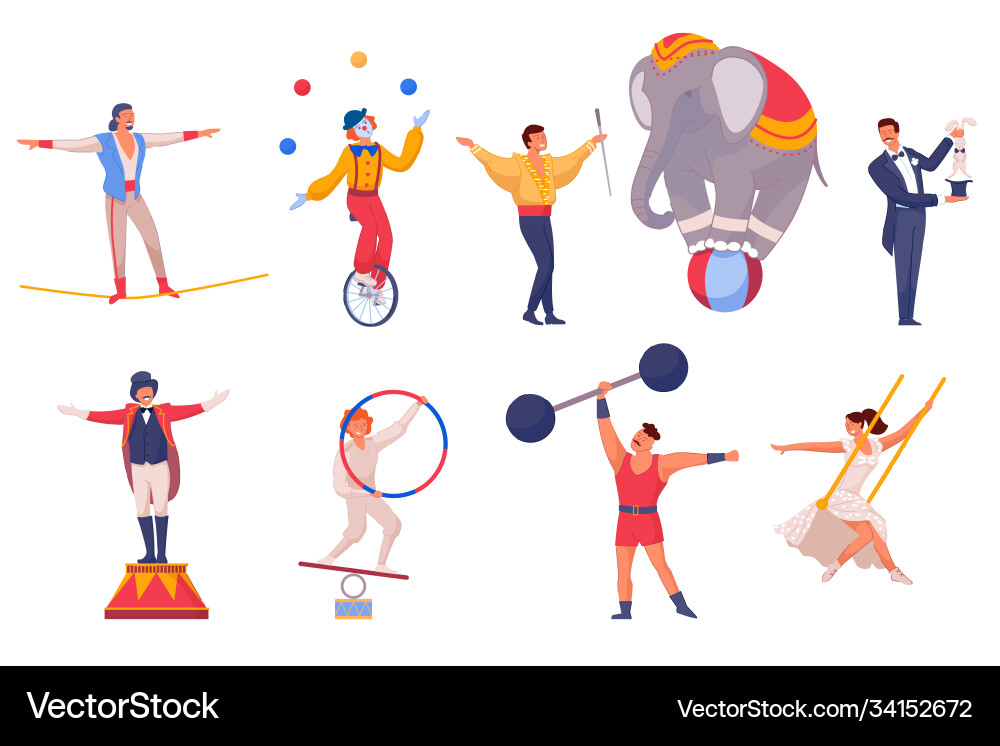 Cartoon characters isolated people performing Vector Image