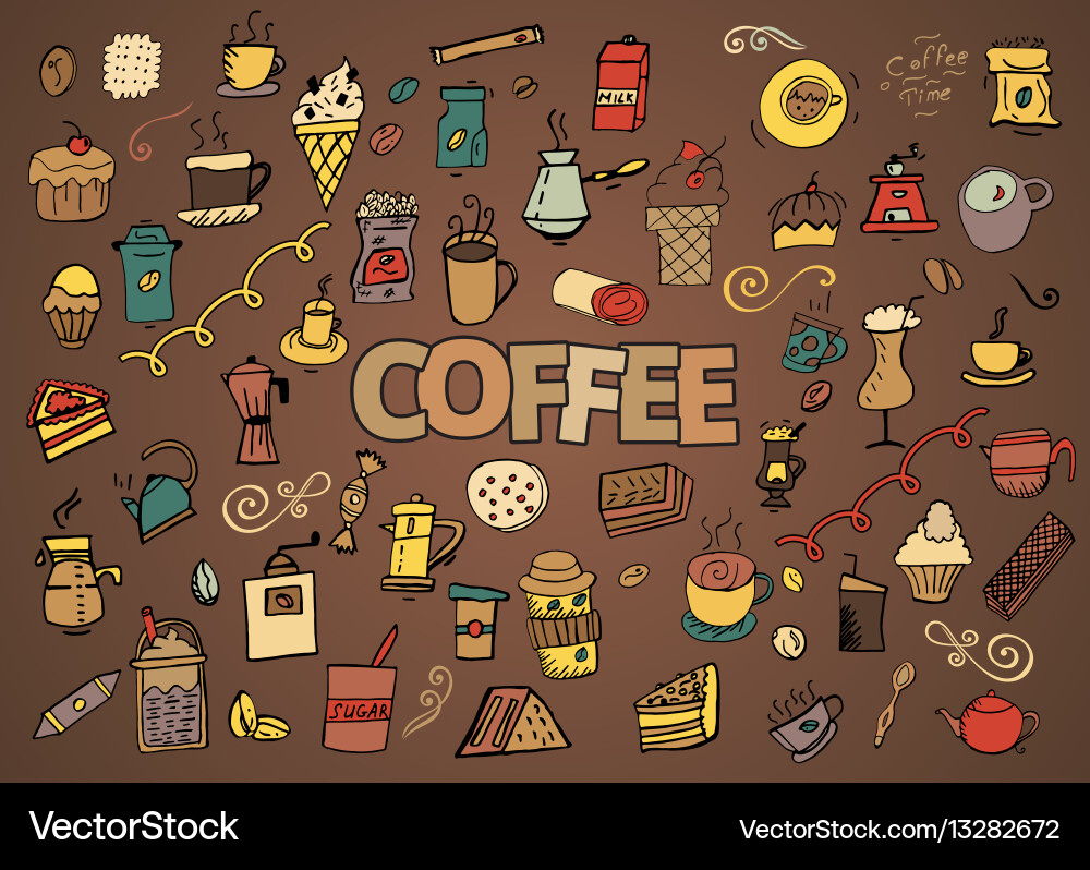 Colorful hand drawn doodle cartoon set Royalty Free Vector