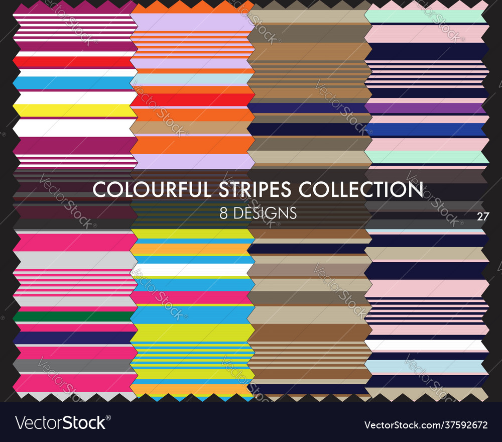 Colourful stripe seamless pattern collection Vector Image