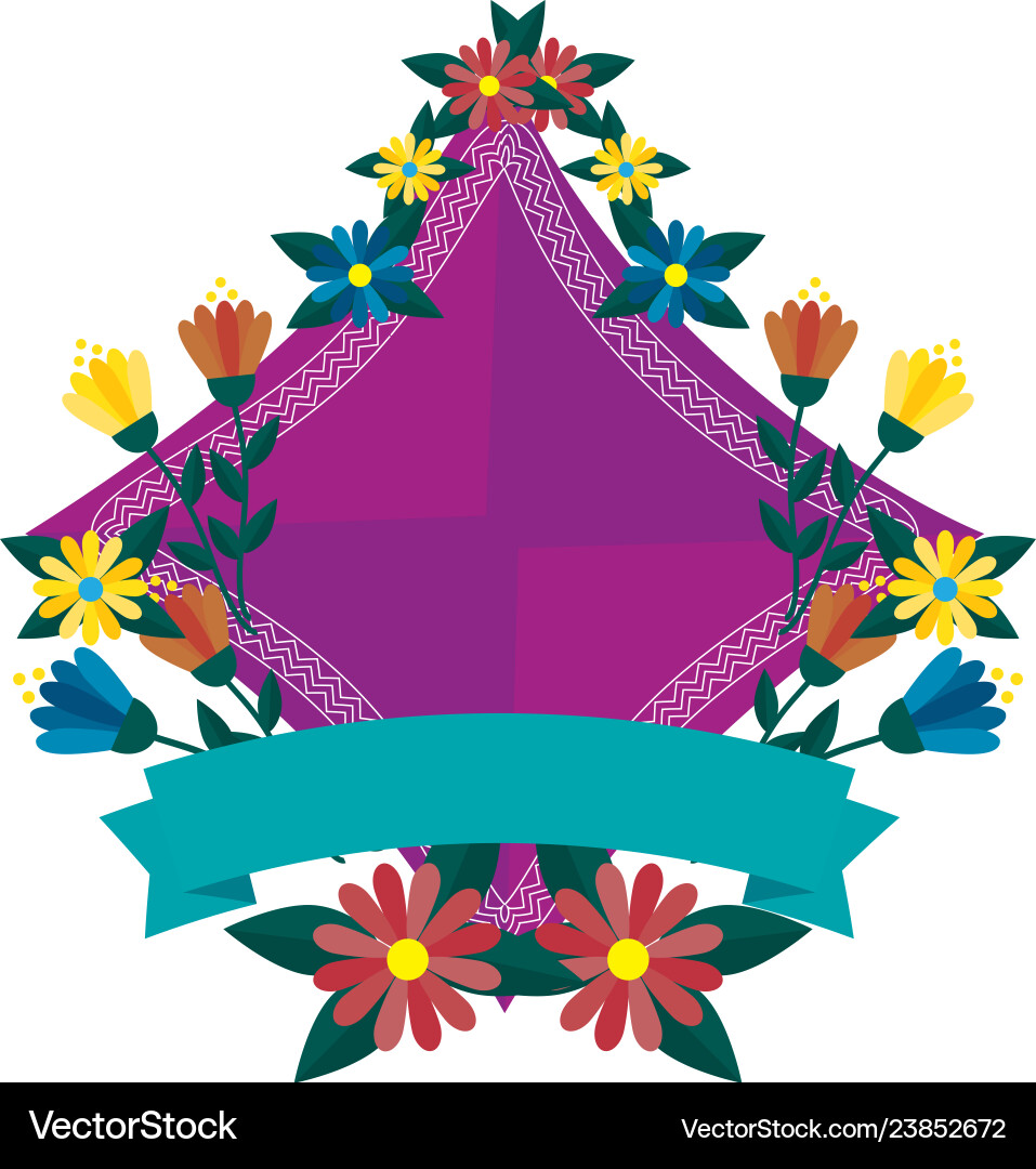 Elegant frame with flowers and ribbon Royalty Free Vector