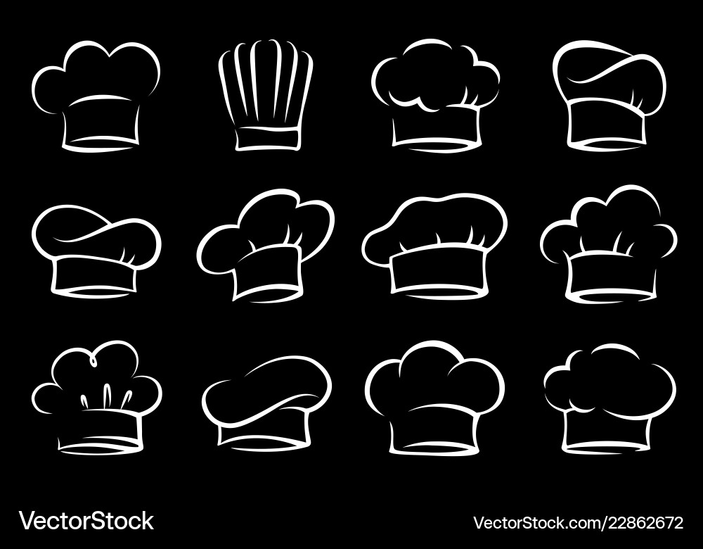 Hand drawn set chef and cook hats Royalty Free Vector Image