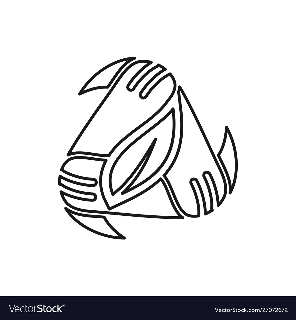 Leaf hand triangle commitment teamwork together Vector Image