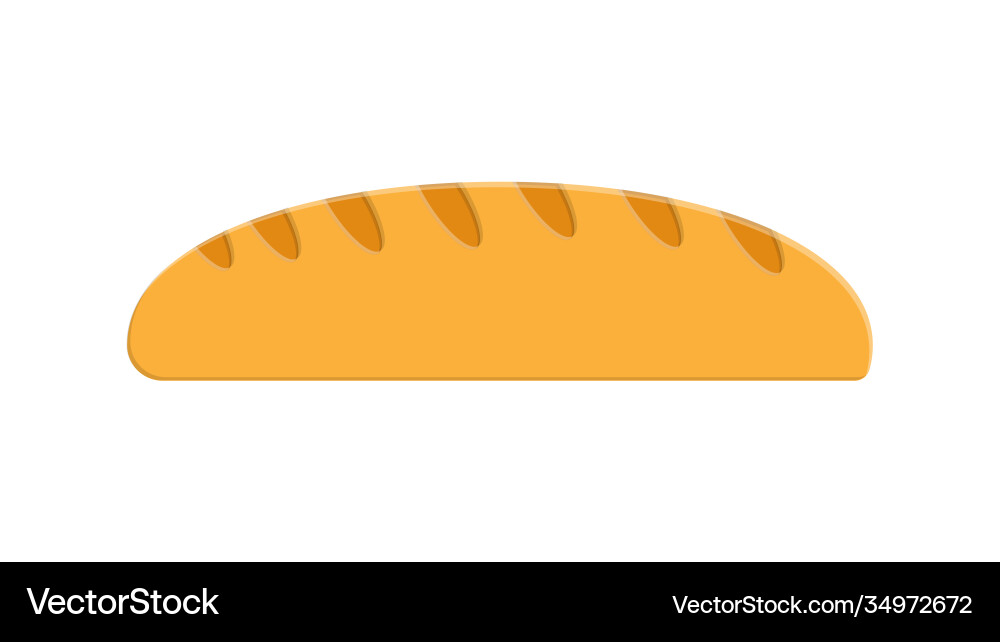 Long white bread loaf in flat style flour baked Vector Image