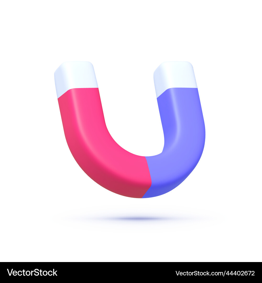 Magnet in 3d style on white background icon Vector Image
