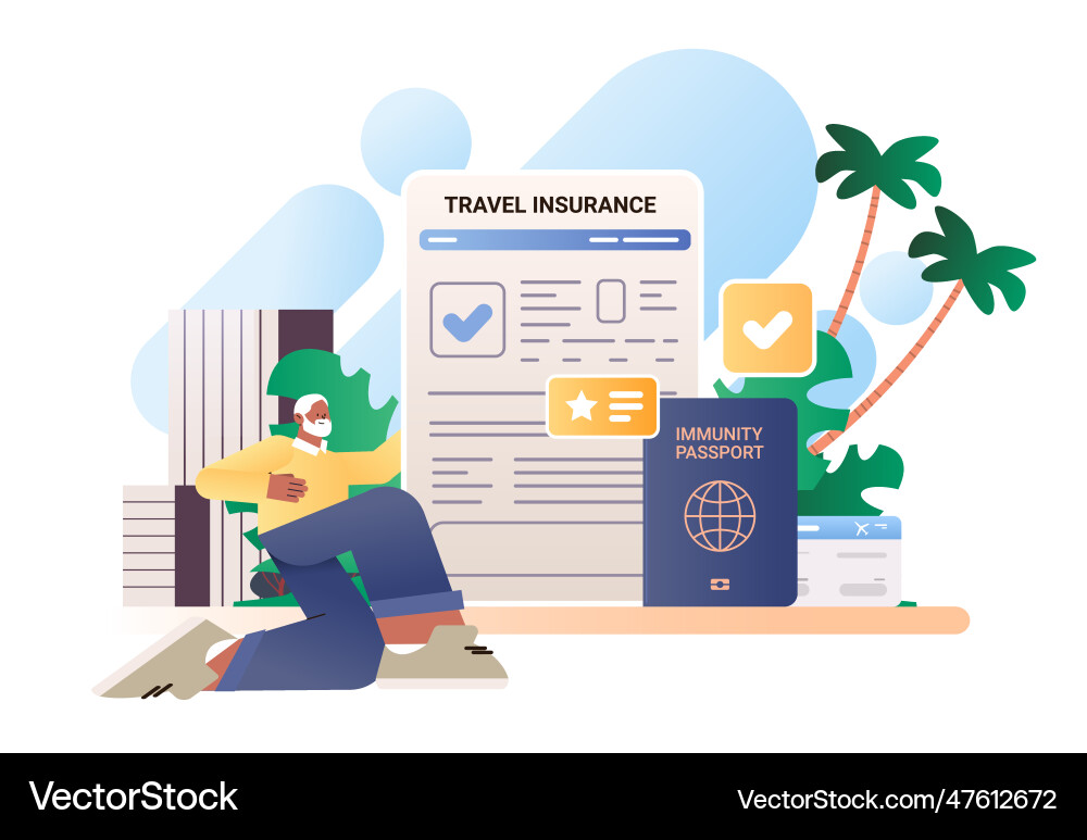 Man traveler getting document for leaving country Vector Image