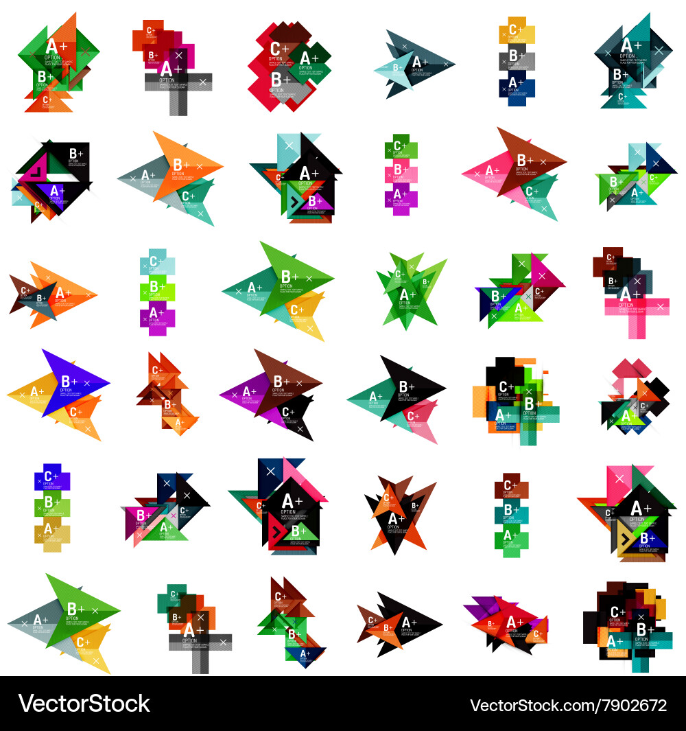 Mega set of geometric web option box banners Vector Image