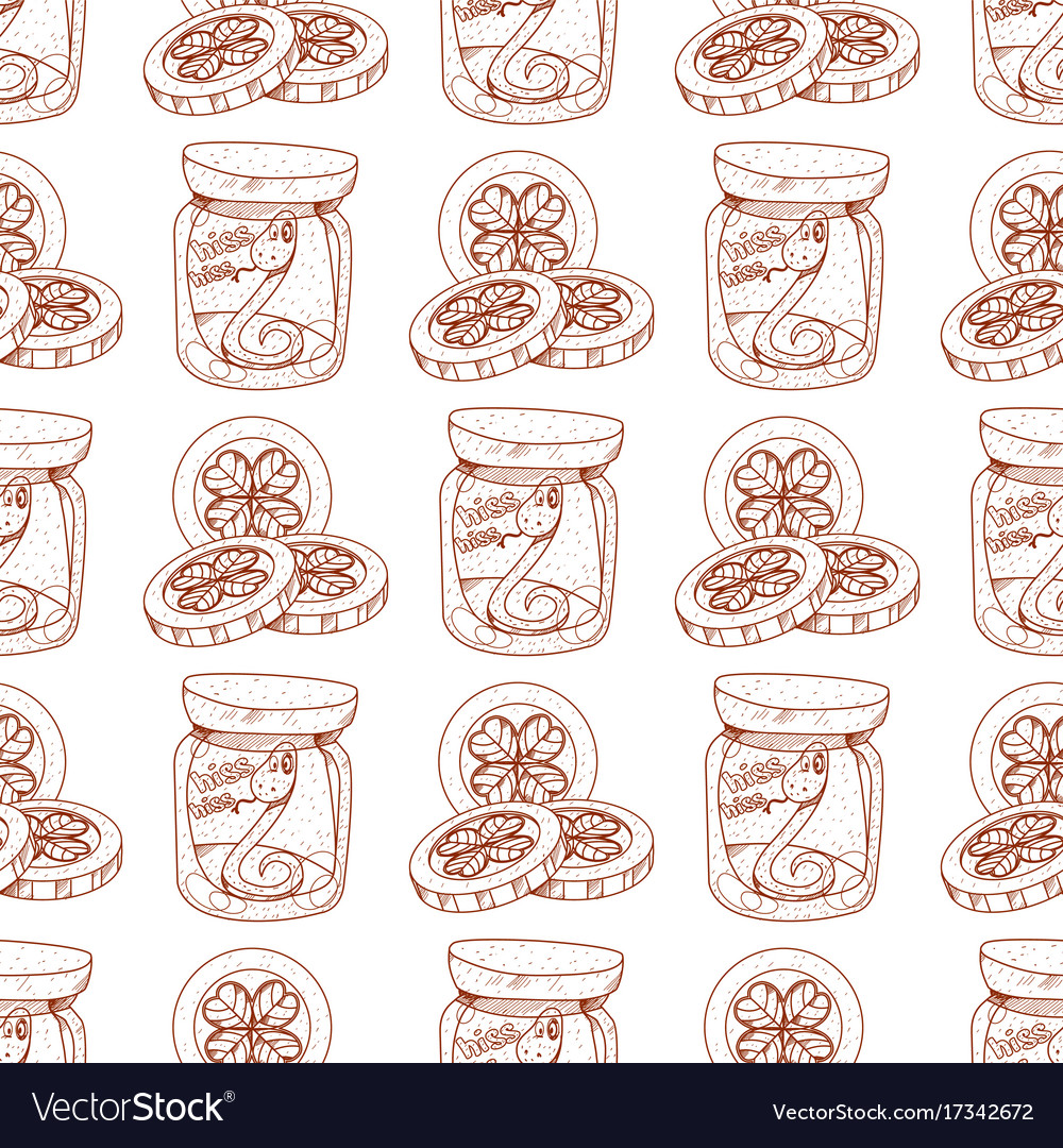 Seamless pattern with a snake in glass jar Vector Image
