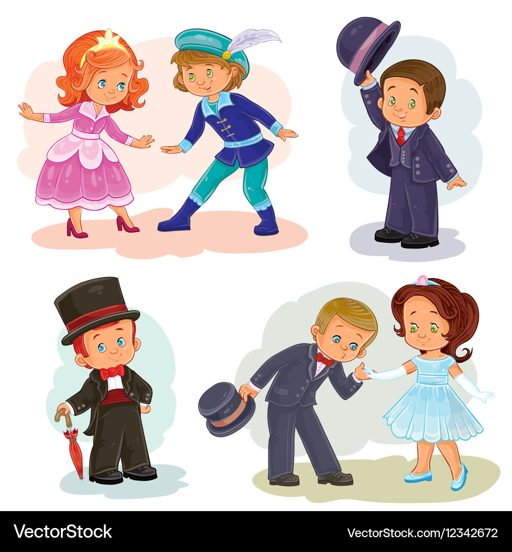 Set clip art with young children Royalty Free Vector Image