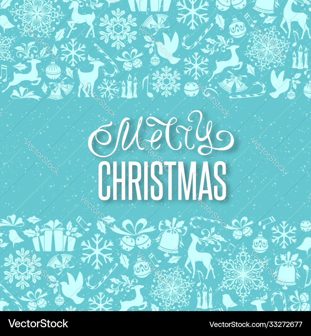 Blue christmas greeting card with decorations Vector Image