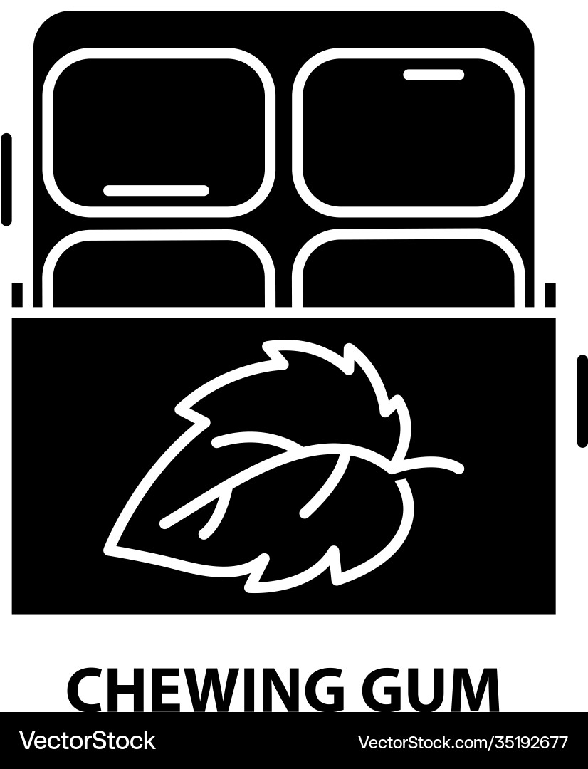 Chewing gum icon black sign with editable Vector Image