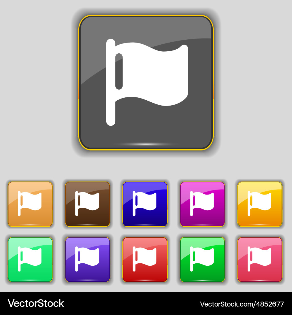 Flag icon sign set with eleven colored buttons Vector Image