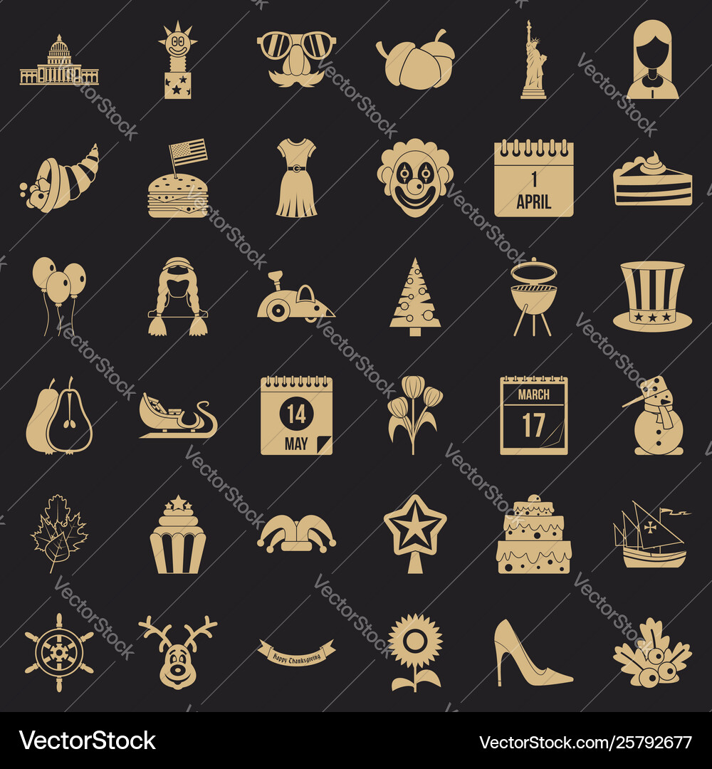 Folklore festival icons set simple style Vector Image