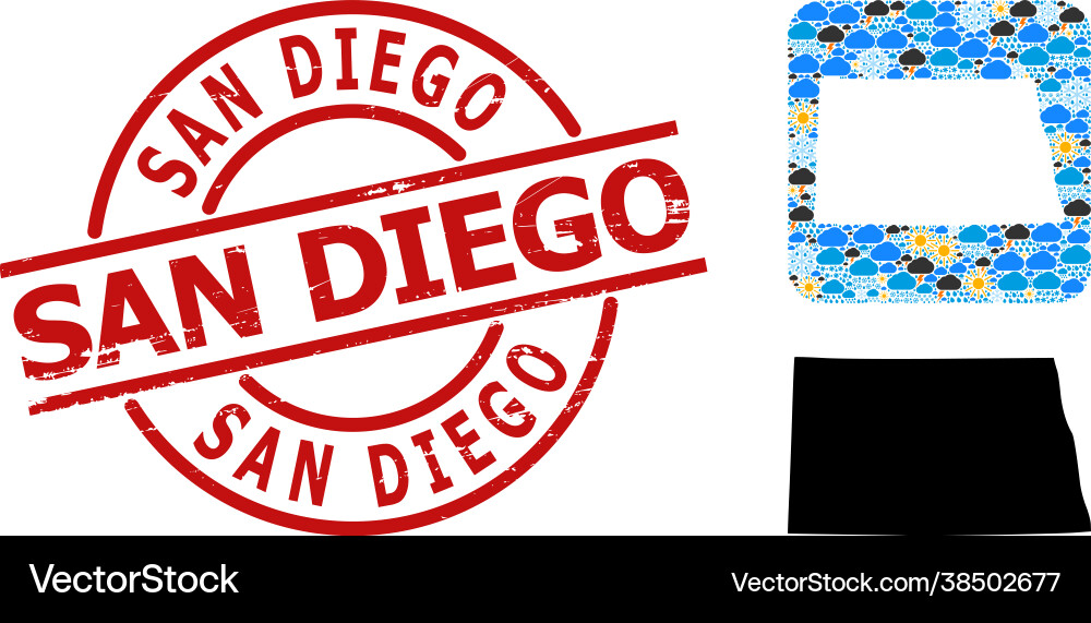 Grunge san diego seal and stencil climate pattern Vector Image