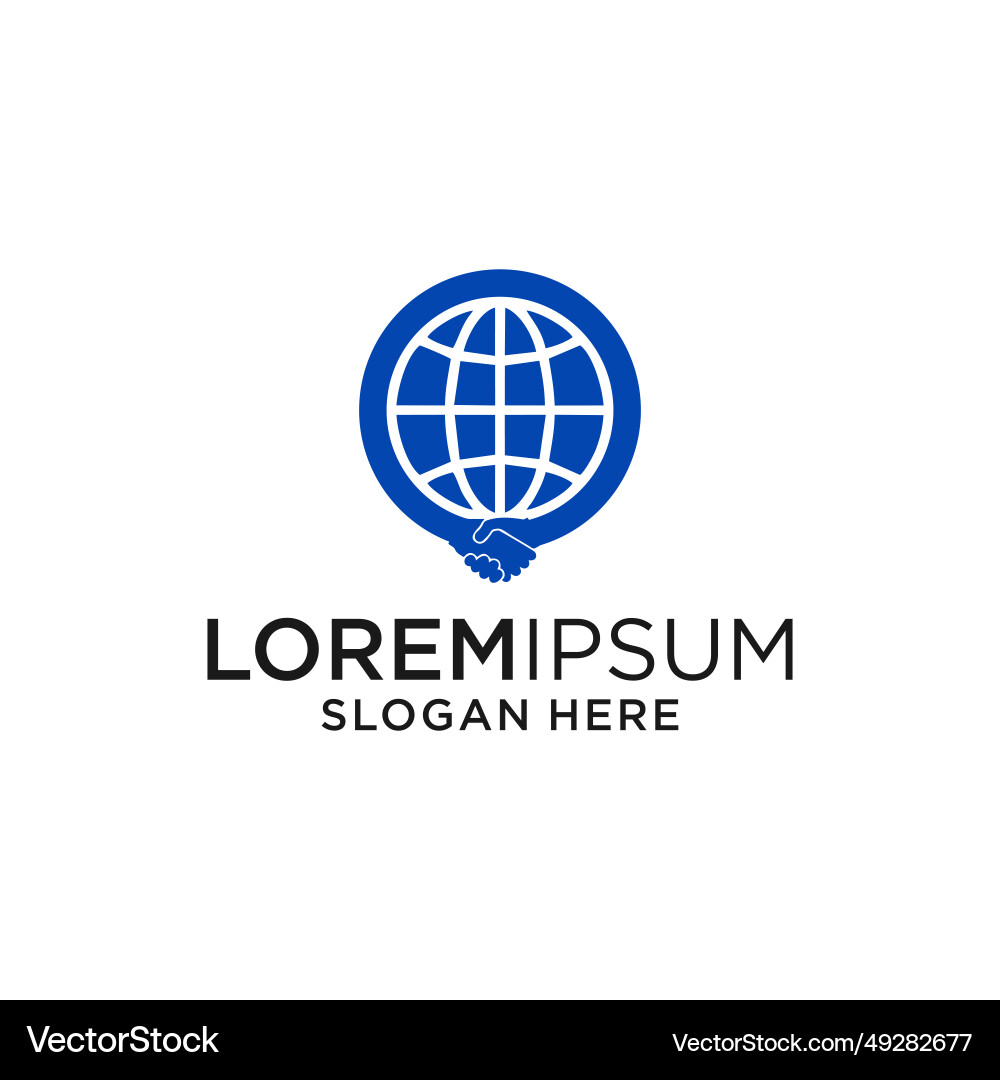 Handshake and globe line icon international Vector Image