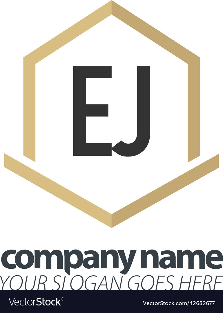 Initial letter ej letter creative hexagon Vector Image